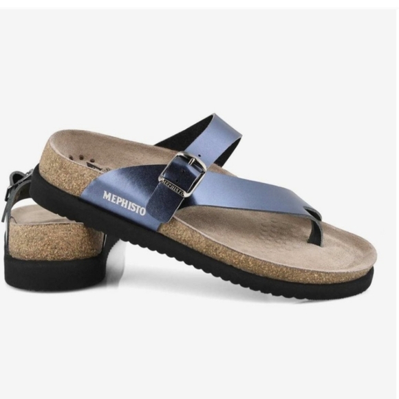 Mephisto | Shoes | Nwot Mephisto Metallic Blue Sandals Sz 9 Us | Poshmark